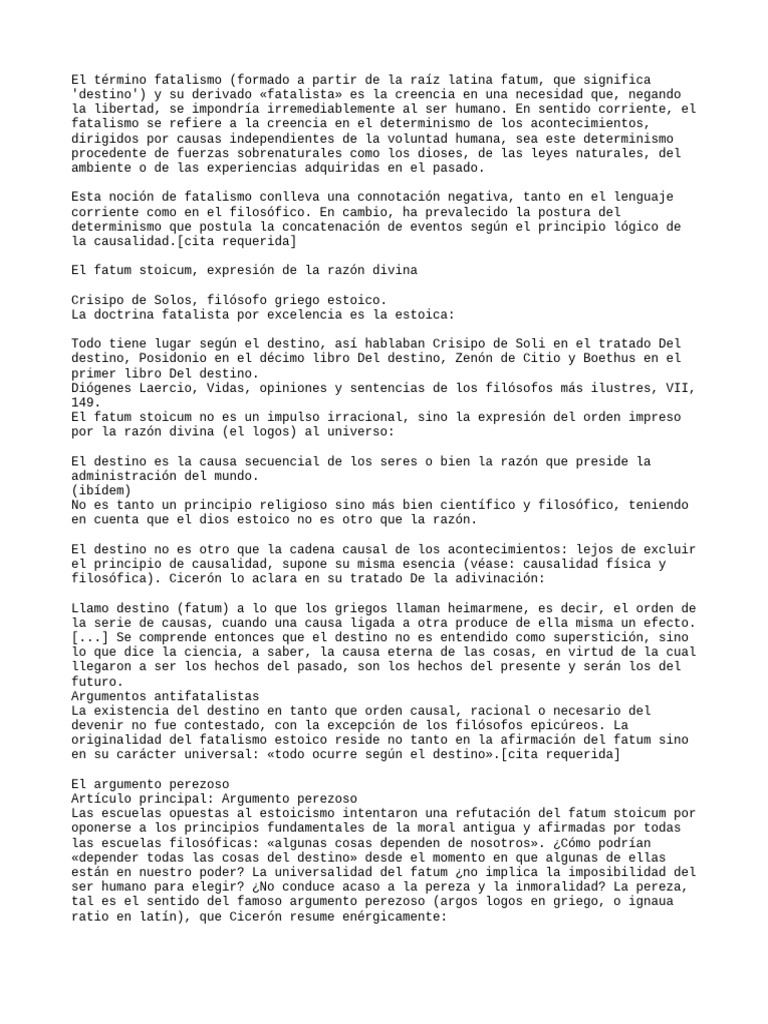 Fatalismo | PDF | Teorías metafísicas | Metafísica