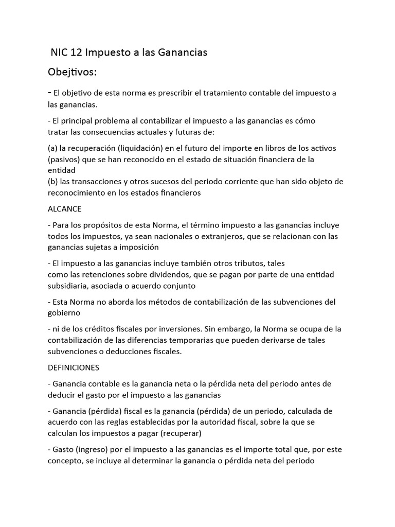 NIC 12 Impuesto A Las Ganancias | PDF | Impuestos | Impuesto sobre la renta