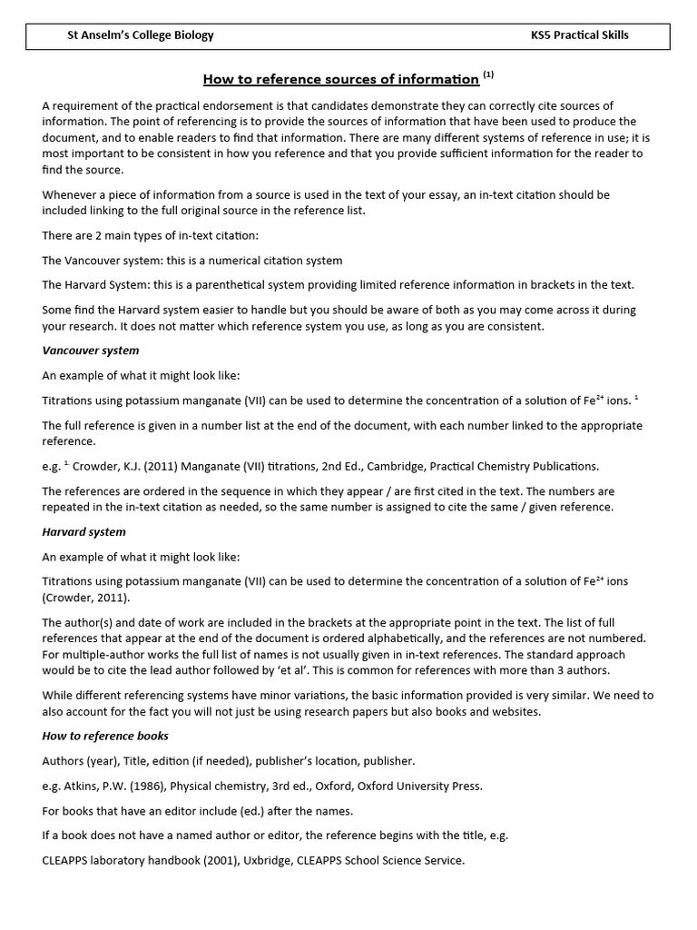 How To Reference Sources of Information 2 | PDF | Citation | Titration
