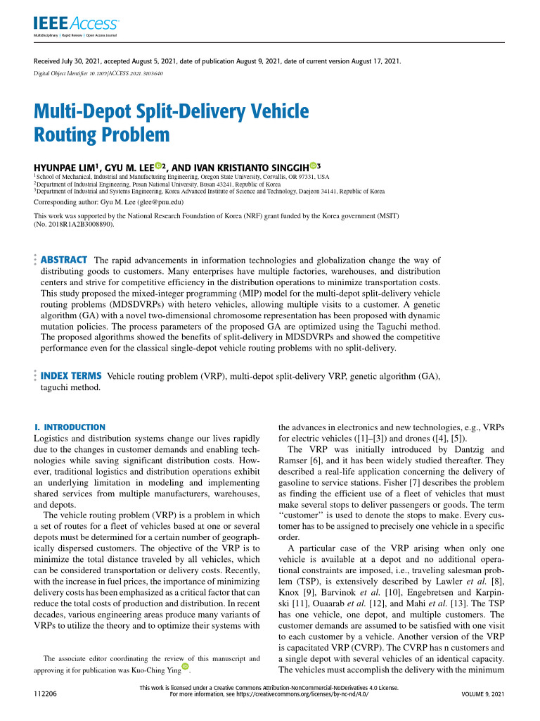 Multi-Depot Split-Delivery Vehicle Routing Problem | PDF | Metaheuristic | Mathematical Optimization