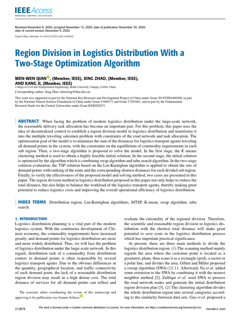 Region Division in Logistics Distribution With A Two-Stage Optimization Algorithm | PDF ...