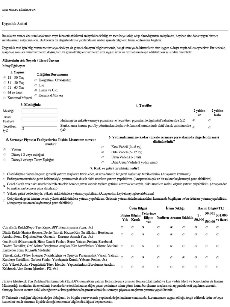 Uygunluk Anketi | PDF