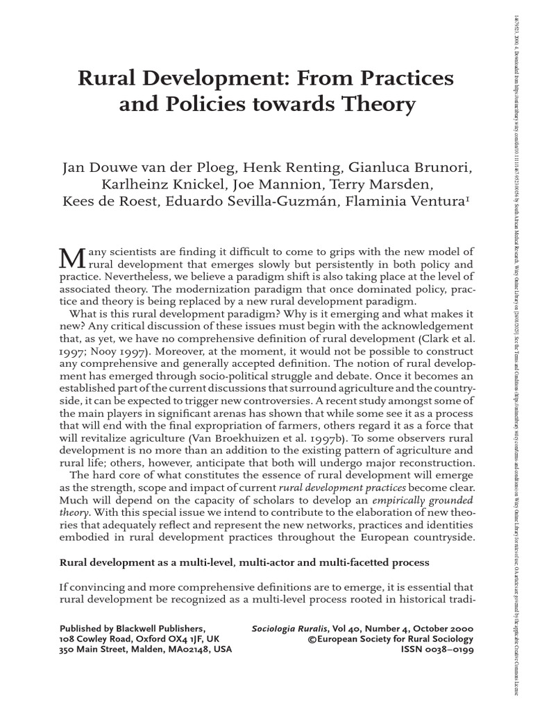 Sociologia Ruralis - 2002 - Van Der Ploeg - Rural Development From ...