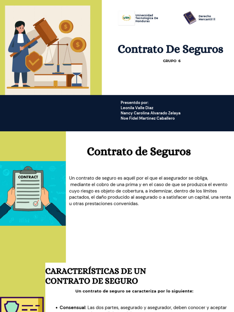 Presentacion de Contratos de Seguros Grupo 6 | PDF | Póliza de seguros | Seguro