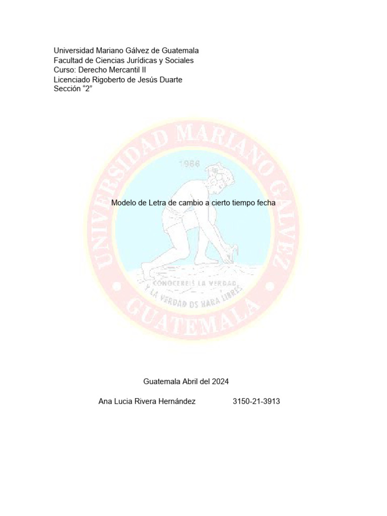 Letra de Cambio A Cierto Tiempo Fecha | PDF