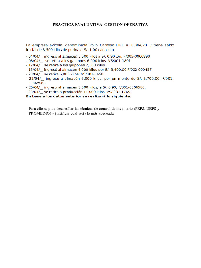 Practica Evaluativa Gestion Operativa 18-07-23 | PDF