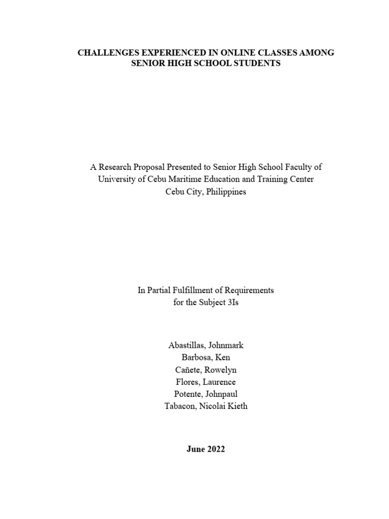 Final Research Output of Group 8 Challenges Experienced in Online Class ...