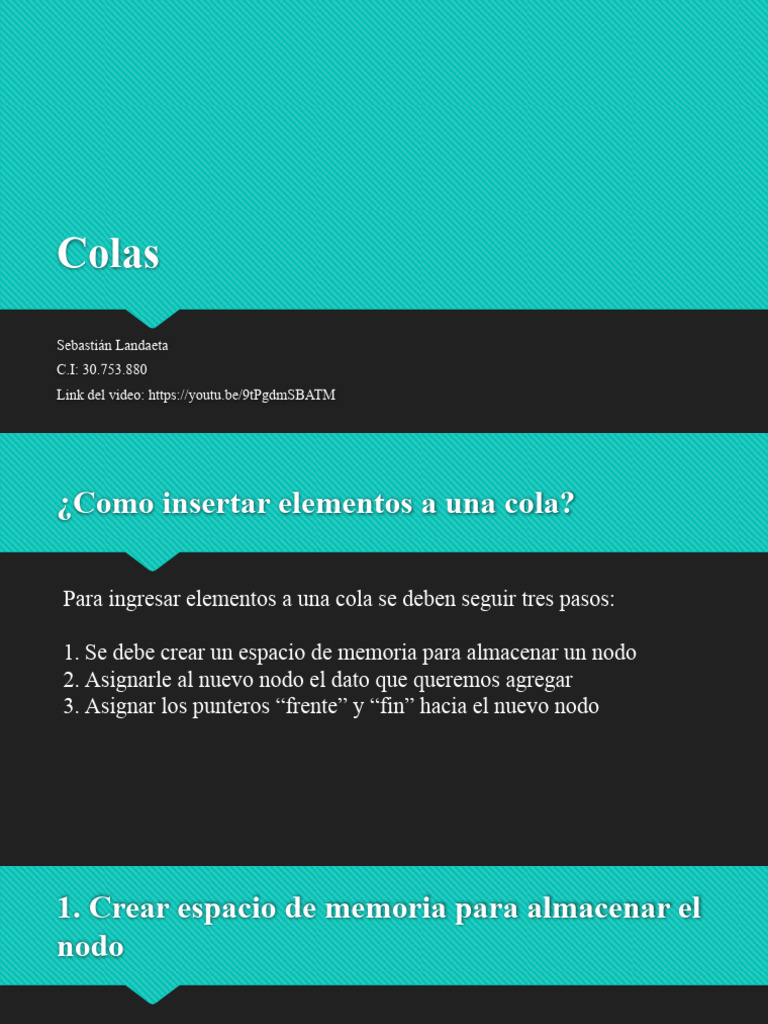 Colas | PDF | Cola (tipo de datos abstractos) | Puntero (Programación ...