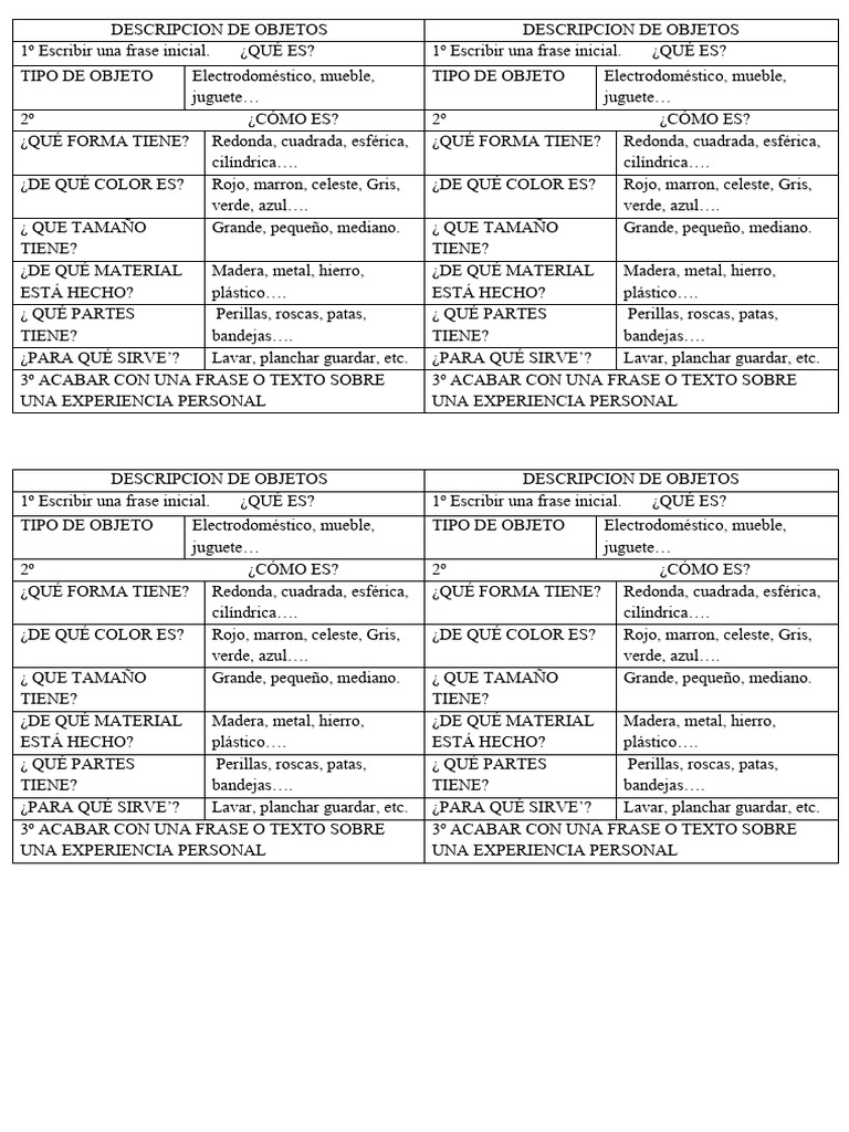 Guía para Describir Objetos Detalladamente | PDF | Color