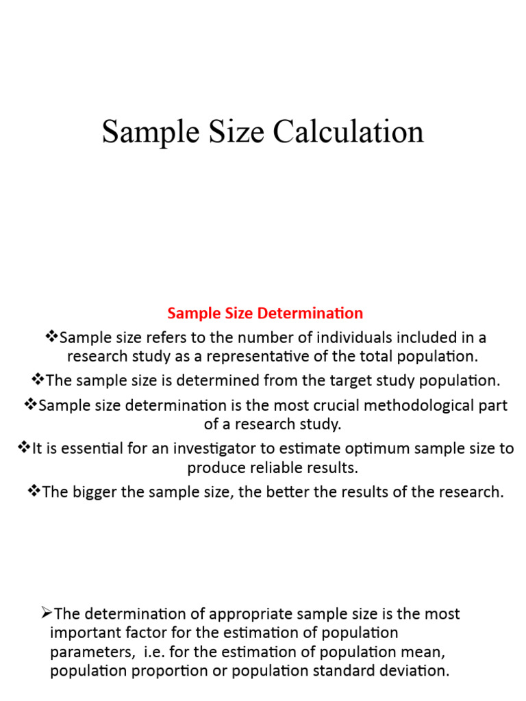 Sample Size Calculation | PDF | Sample Size Determination | Standard ...