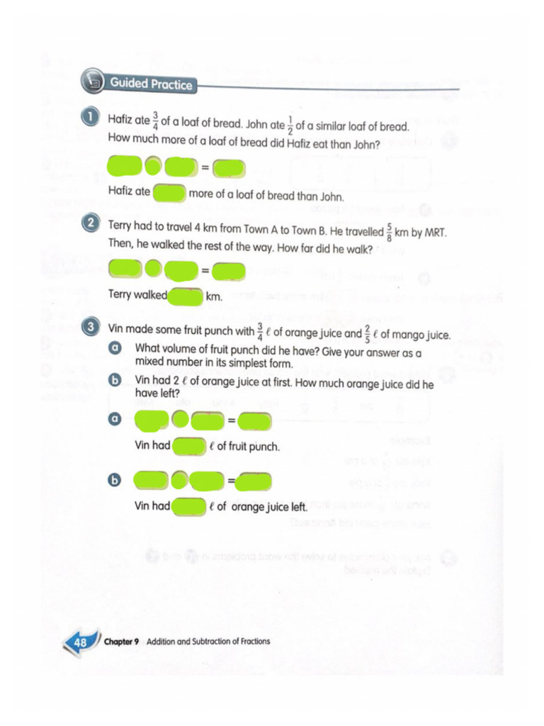 Math4 W9 PRACTICE - Solving Word Problems Involving Fractions | PDF