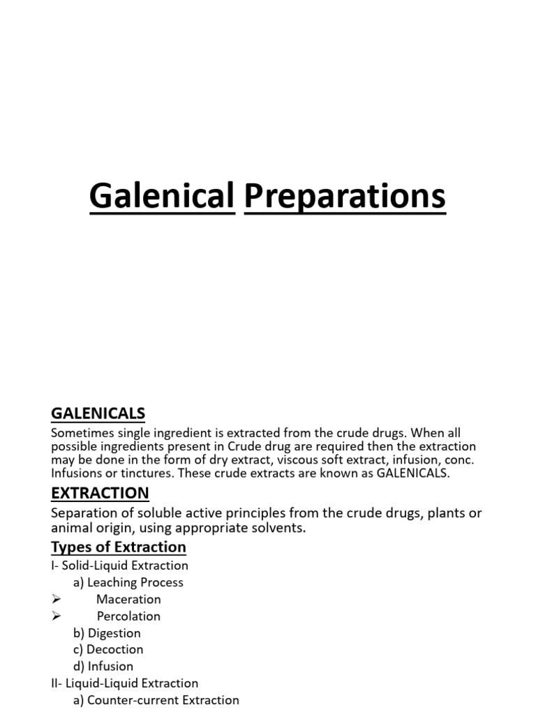 Understanding Galenical Drug Extraction | PDF | Filtration | Water
