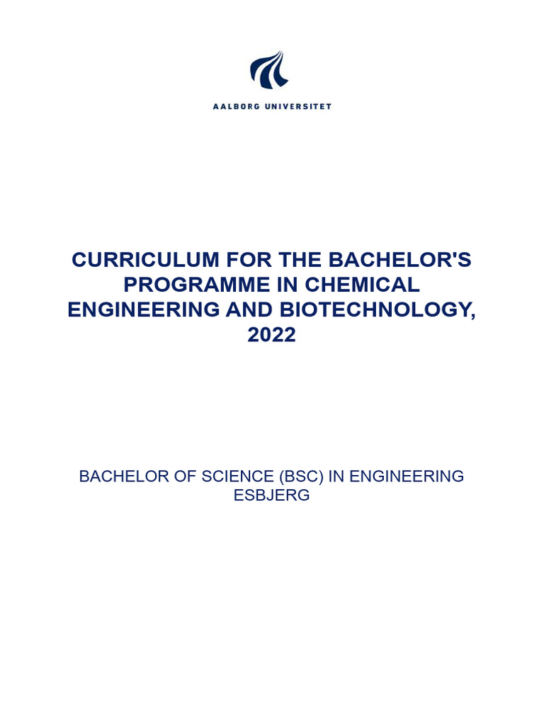 Curriculum For The Bachelors Programme in Chemical Engineering and ...