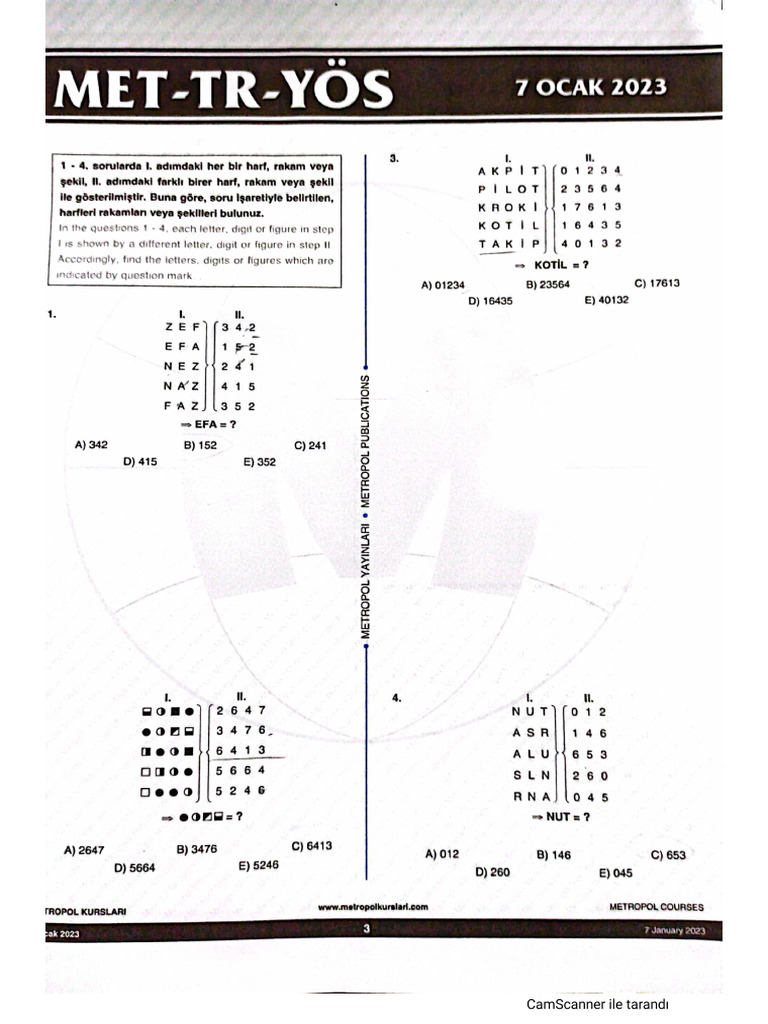 Metropol Tryös 1. Deneme | PDF