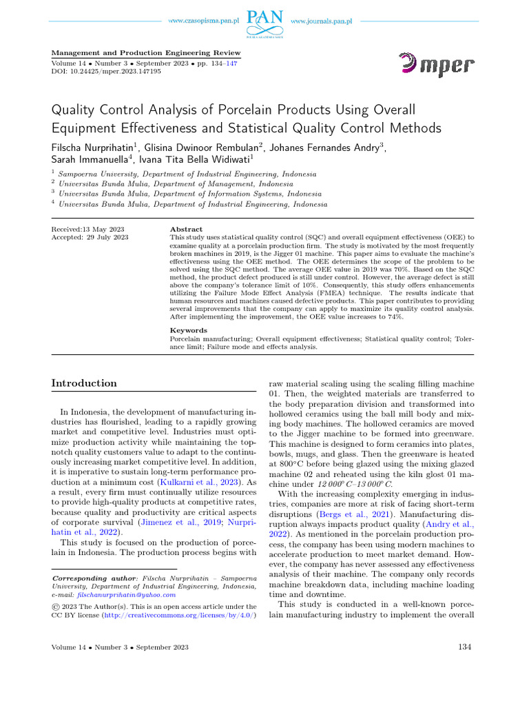 Quality Control Analysis of Porcela | PDF | Standard Deviation | Six Sigma