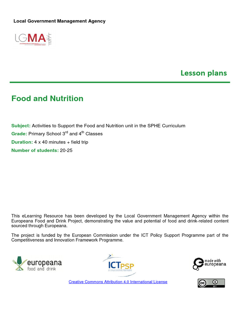 Lesson Plans Food and Nutrition | PDF | Healthy Diet | Foods
