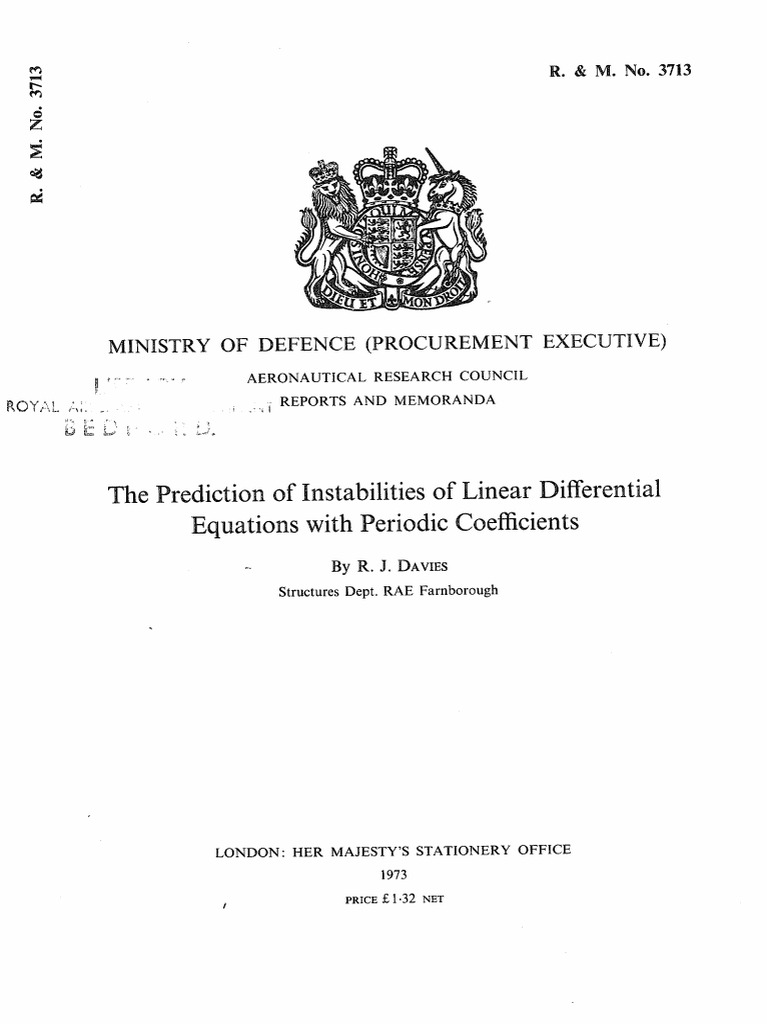 The Prediction of Instabilities of Linear Differential Equations With Periodic Coefficients ...