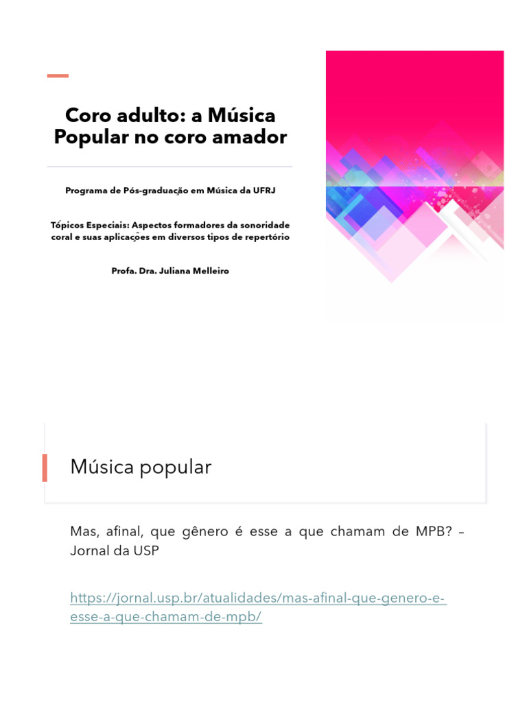 Coro Adulto e Musica Popular | PDF | Coro | Canto
