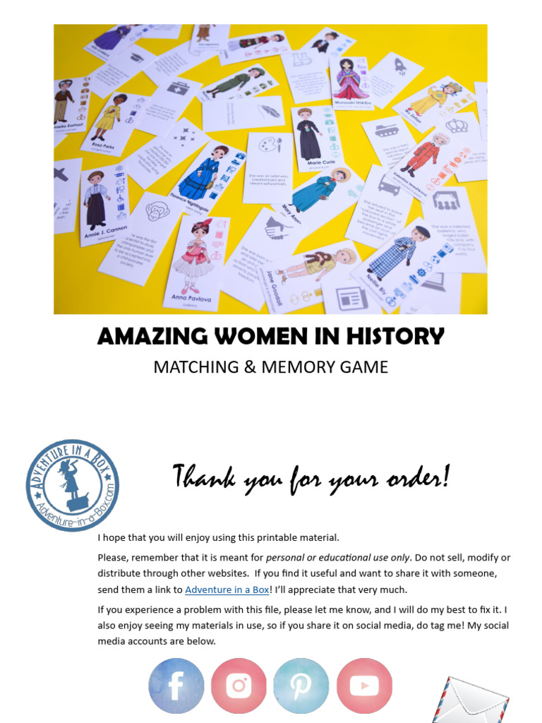 Amazing Women Matching Game | PDF