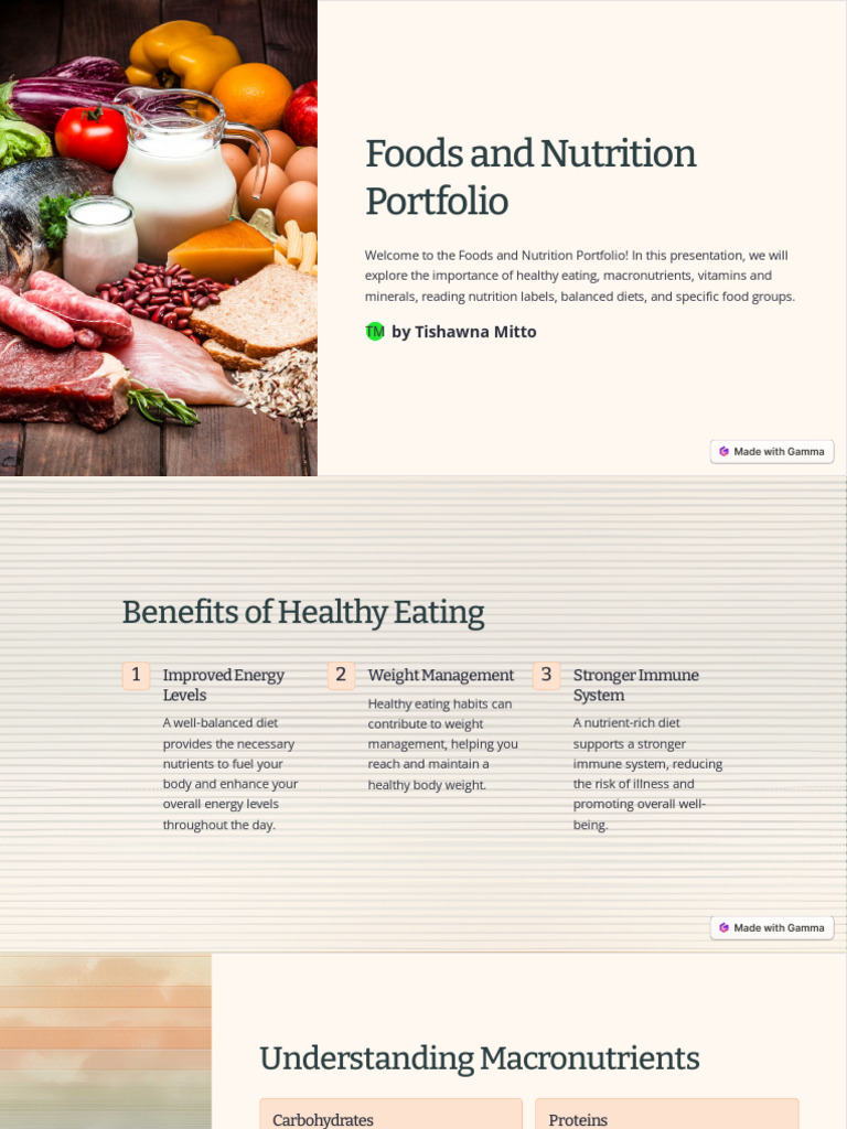Foods and Nutrition Portfolio | Download Free PDF | Healthy Diet | Nutrients
