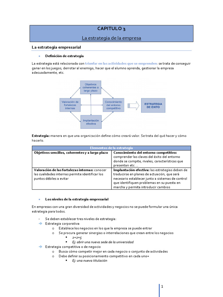 CAPÍTULO 3 La Estrategia de La Empresa | PDF | Business ...