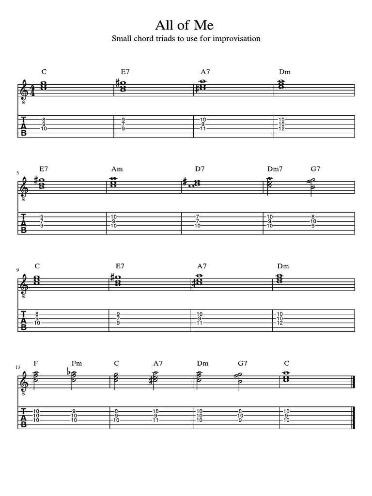 All of Me Small Triad Chords (For Impro) | PDF