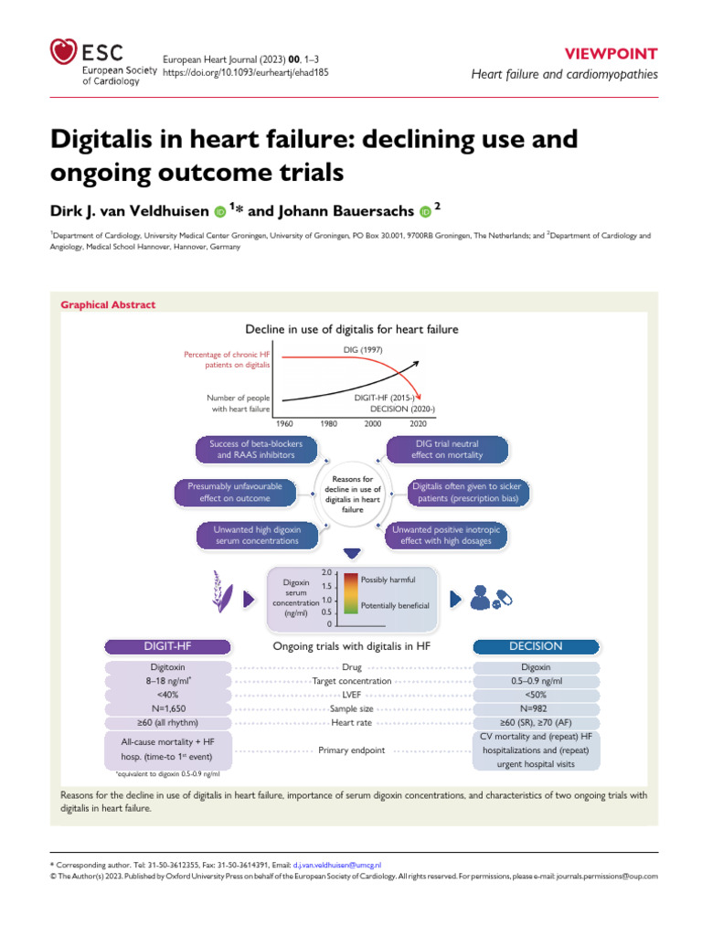 Van Veldhuisen Dirk J Digitalis in Heart Failure | PDF | Cardiology ...
