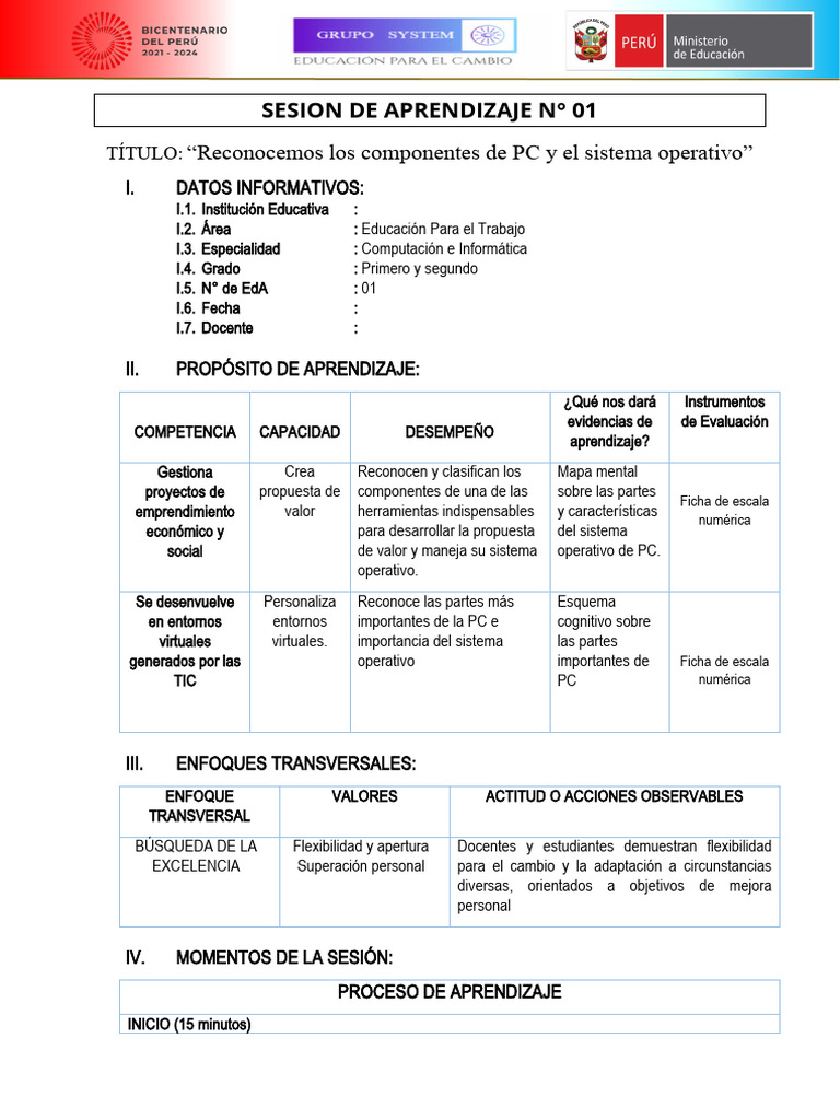 Sesion 01 | PDF | Aprendizaje | Maestros