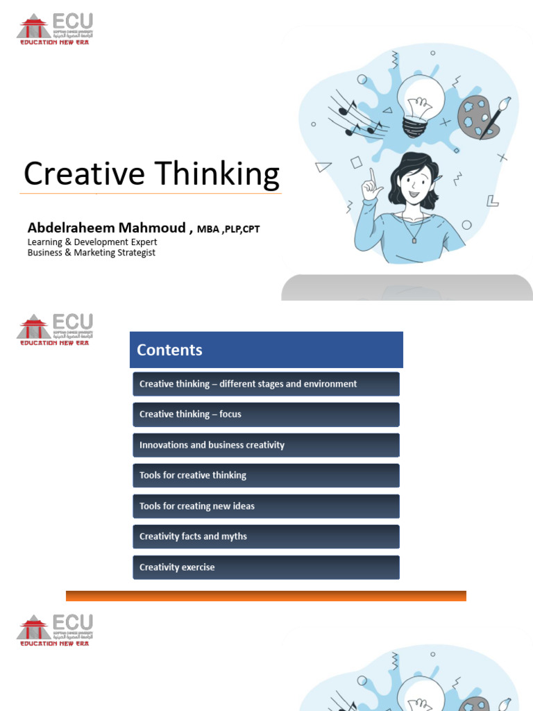 1st Lecture - Creative Thinking - ECU | PDF | Creativity | Expert