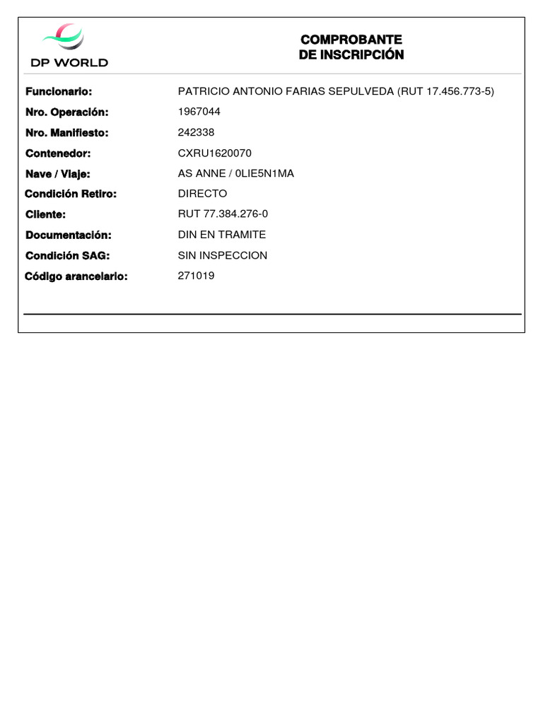 Inscripcion CXRU1620070 | PDF