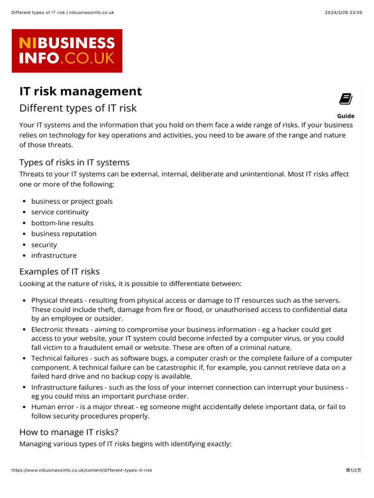 Types of IT Risks Explained | PDF | Risk | Risk Management