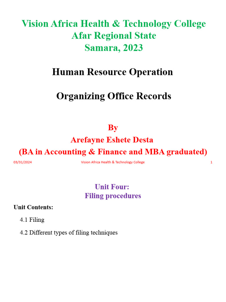 Filing Techniques and Procedures Guide | PDF | Computer File | Computing
