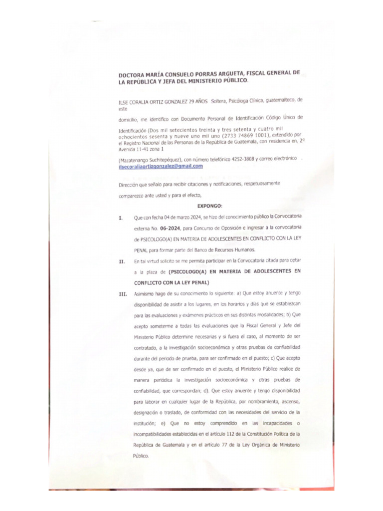 Doctora María Consuelo Porras Argueta, Fiscal General de | PDF