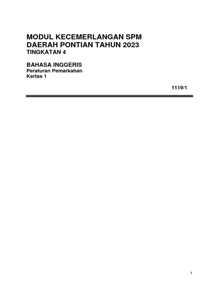 SPM English Paper 1 Answer Key | PDF
