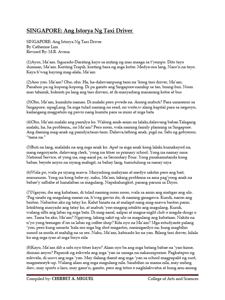 Ang Istorya NG Taxi Driver | PDF