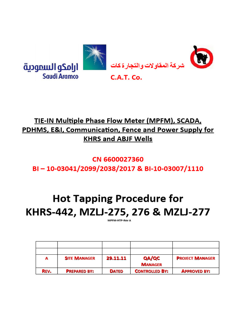 Hot Tap Procedure for KHRS Wells | PDF | Welding | Construction