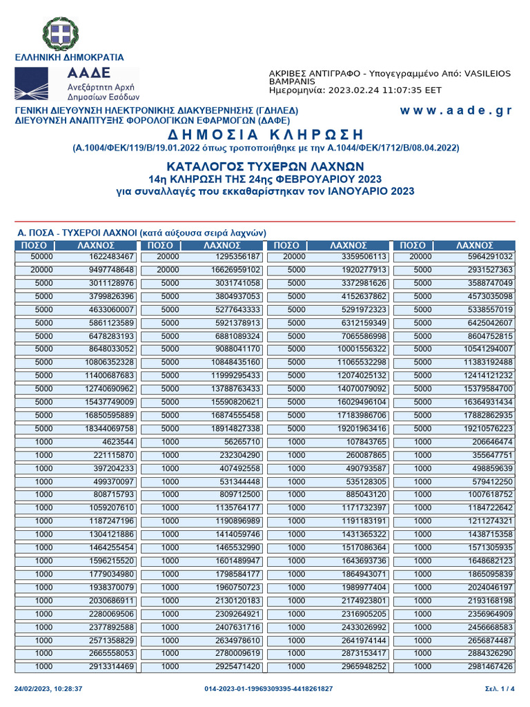 Lottery A1004 New 14 | PDF