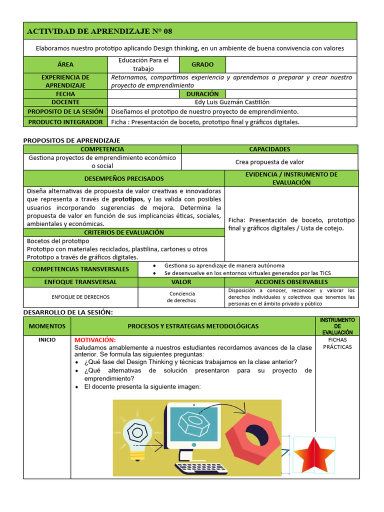 Sesión 8 Fase Prototipar DT | PDF | Evaluación | Aprendizaje