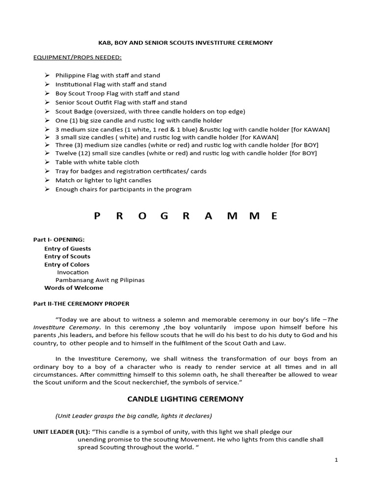 Joined Investiture Ceremony For KAB BOY AND SENIOR SCOUT SECTION SHORT ...