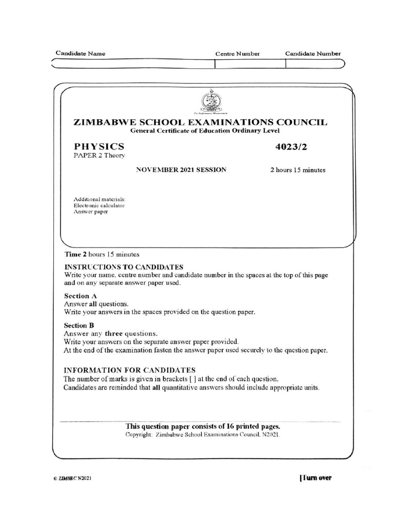 O-Levels Physics 2021 | PDF