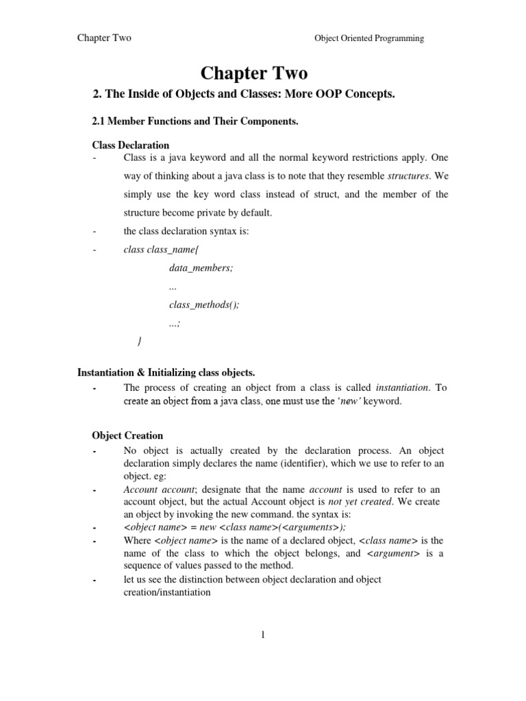Chapter Two The Inside Of Objects And Classes More Oop Concepts Pdf Programming
