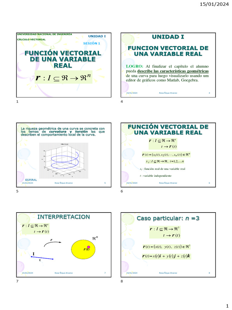 1 Curvas y Funciones Vectoriales | PDF | Vector Euclidiano | Función (Matemáticas)