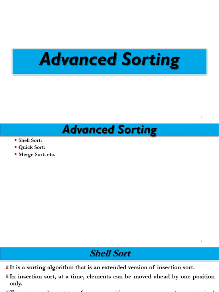 Advanced Sorting | PDF | Computer Programming | Computer Science Advanced Sorting | PDF | Computer Programming | Computer Science