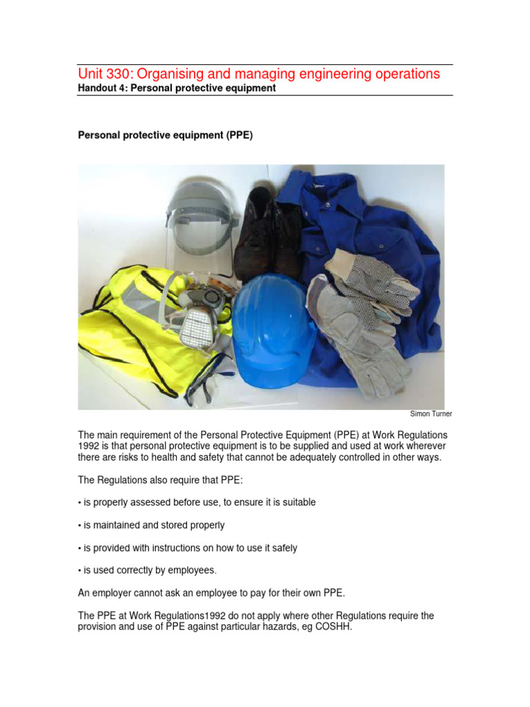 2850 L3u330 Handout 04 | PDF | Personal Protective Equipment | Safety
