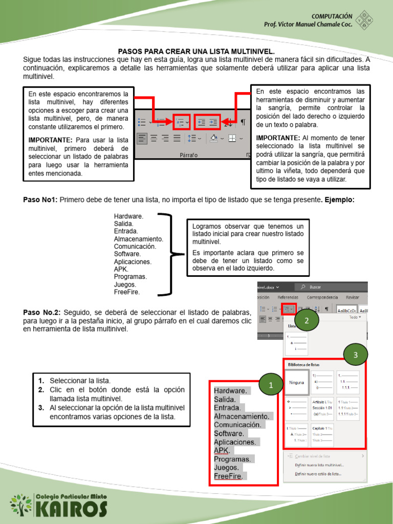 Pasos para Crear Una Lista Multinivel | PDF | Tecnologías de la información | Informática