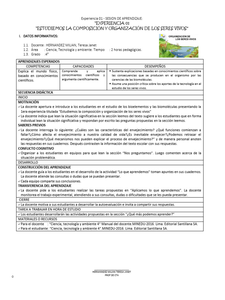 SESION 2 CyT 4° | PDF | Aprendizaje | Modificación de comportamiento