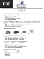 Science 6 1st Periodical Test With Answer Key | PDF | Mixture | Filtration