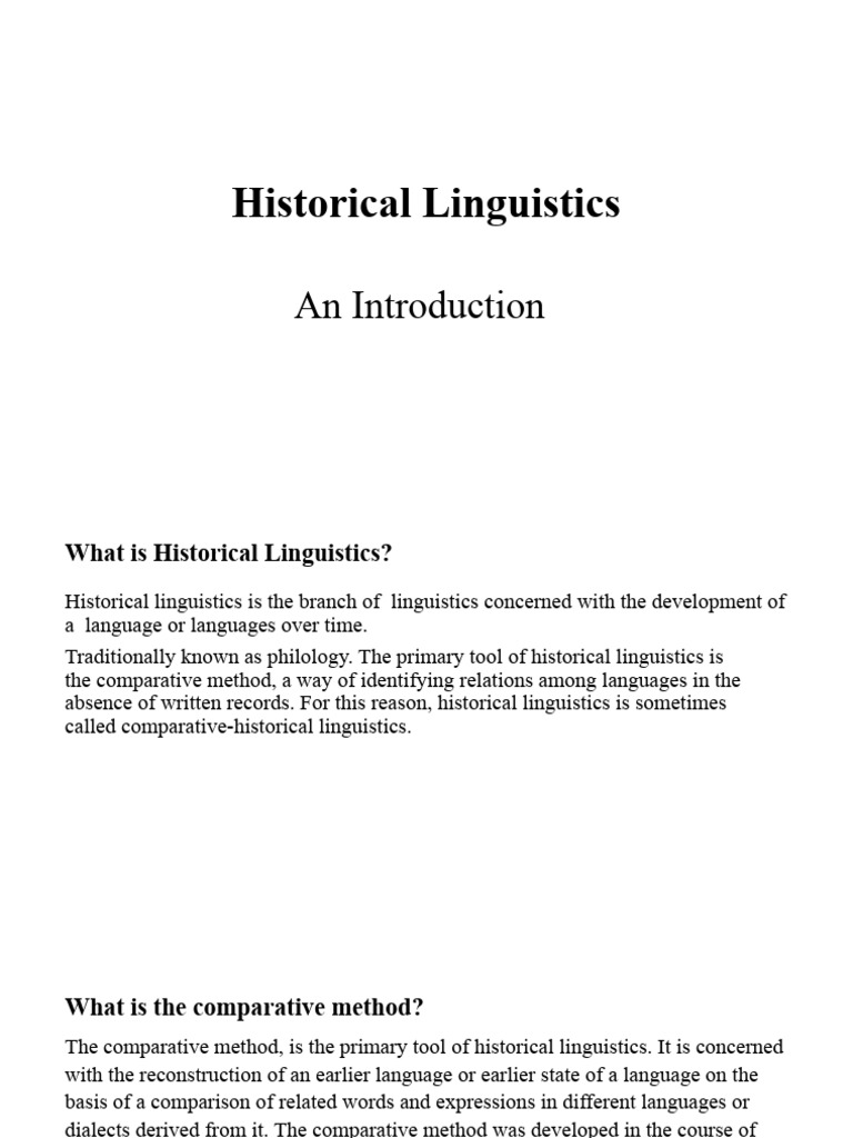 Historical Linguistics Introduction | PDF | Linguistics | English Language