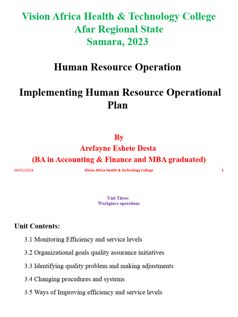 Human Resource Operations Guide | PDF | Quality Assurance | Goal