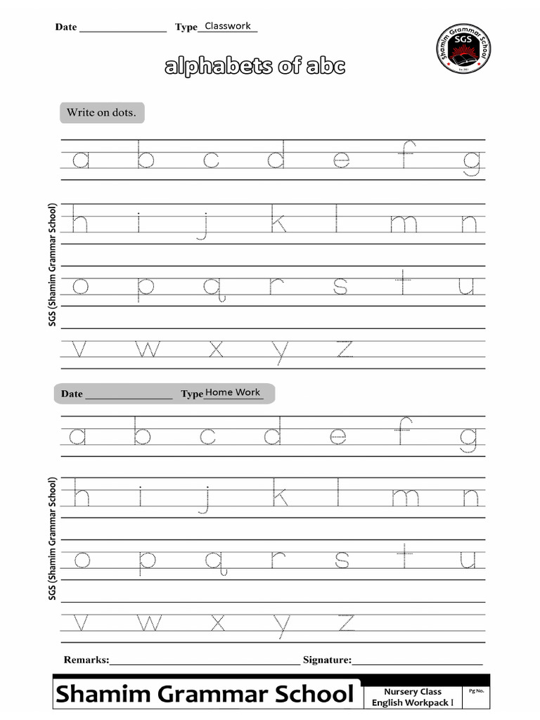 A Z Tracing Alphabets in Tracing Format Lower CaseSmaller Case | PDF
